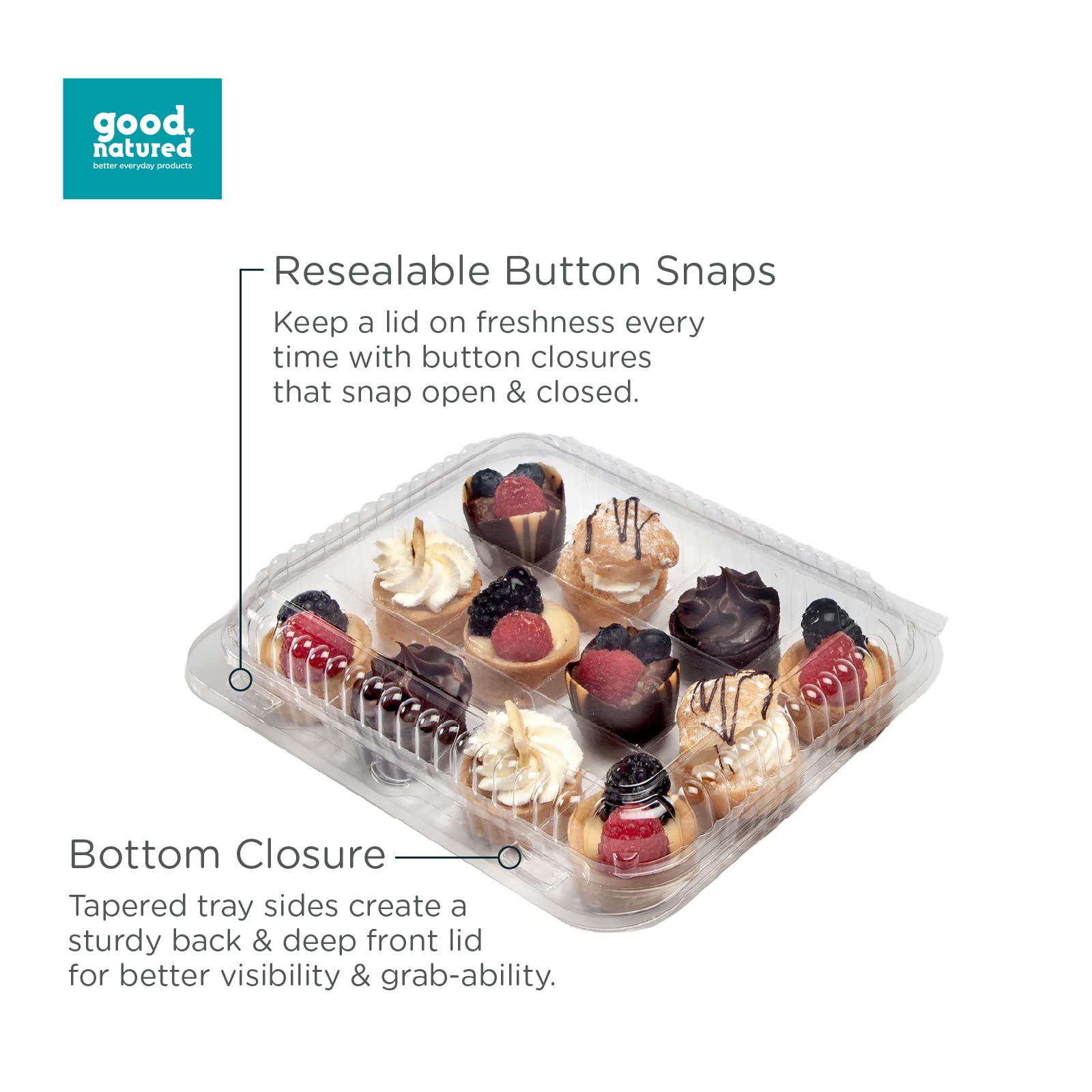 good natured Macaron Alternative Plastic Container, Pack of 250-12 Compartment Food Storage for Macaron Display, Candy & Cookie Packaging - Ideal for Parties & Events
