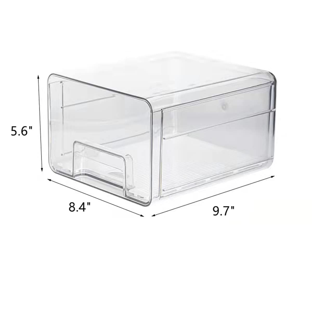 Qielie Food Storage Containers Pantry Organizer with Lids, Removable Drain Tray Fruit Vegetables Storage Rack Clear Fridge Storage Stackable Meal Fresh Keeper Bins