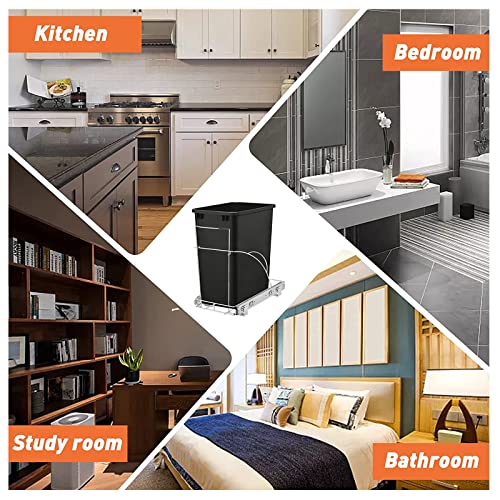 VIRRIRAVY Pull Out Trash Can Under Cabinet,Garbage Slide Out Trash Can Shelf for Kitchen,Heavy Duty Adjustable Pull Out Trash Can -Trash Can not Included,Durable Metal, Chrome