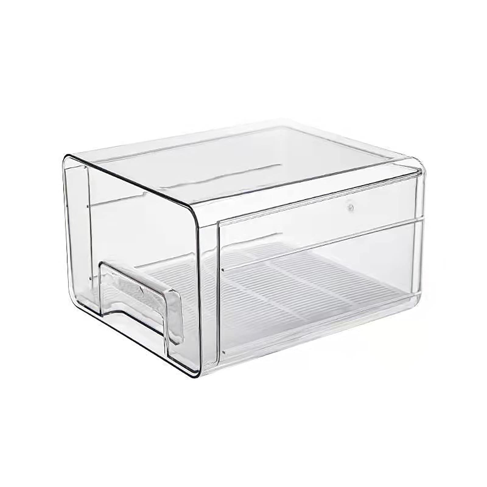 Qielie Food Storage Containers Pantry Organizer with Lids, Removable Drain Tray Fruit Vegetables Storage Rack Clear Fridge Storage Stackable Meal Fresh Keeper Bins