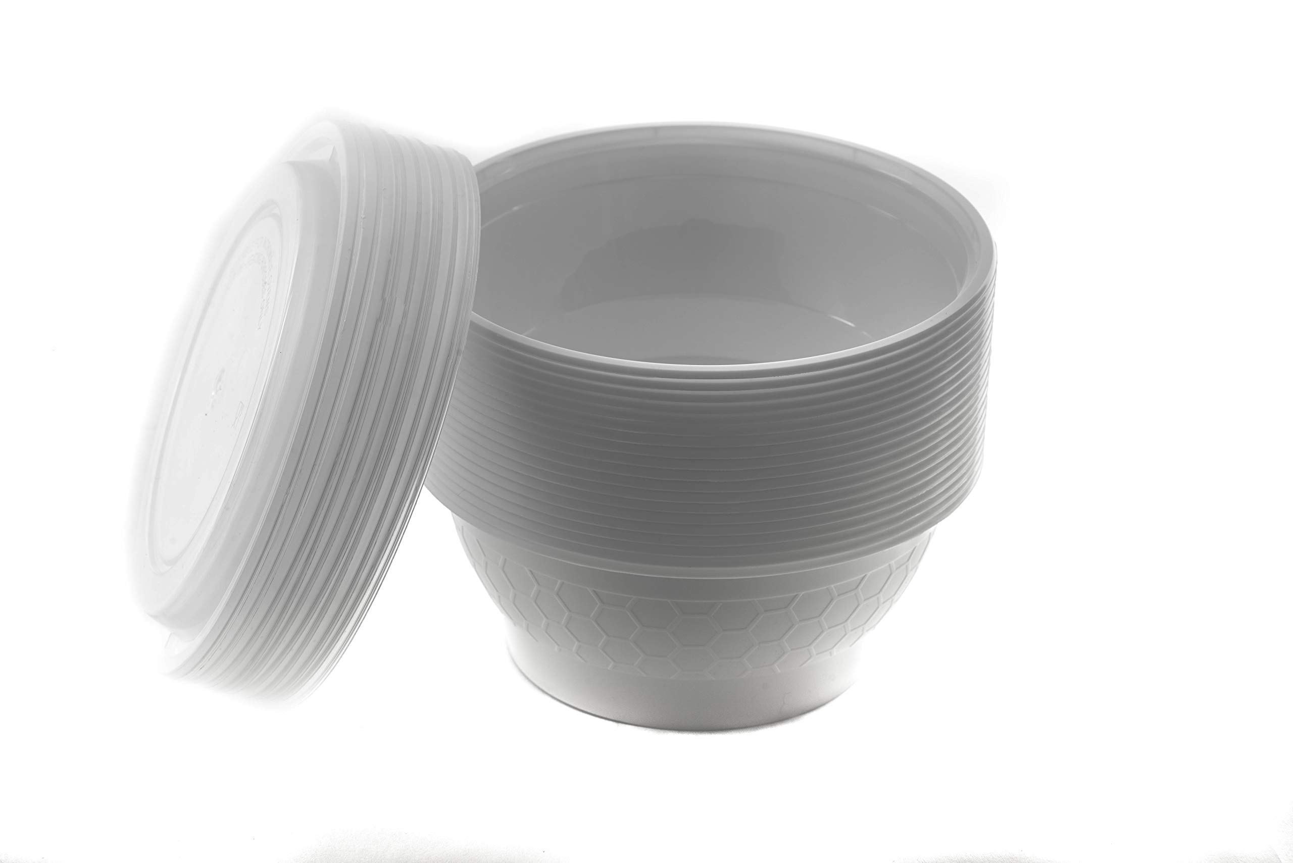 EcoQuality Meal Prep Containers [300 Pack] White Round Bowls with Lids, Food Storage Bento Box, Microwavable,Premium,Stir Fry | Lunch Boxes | BPA Free | Freezer/Dishwasher Safe | Disposable (40 oz)