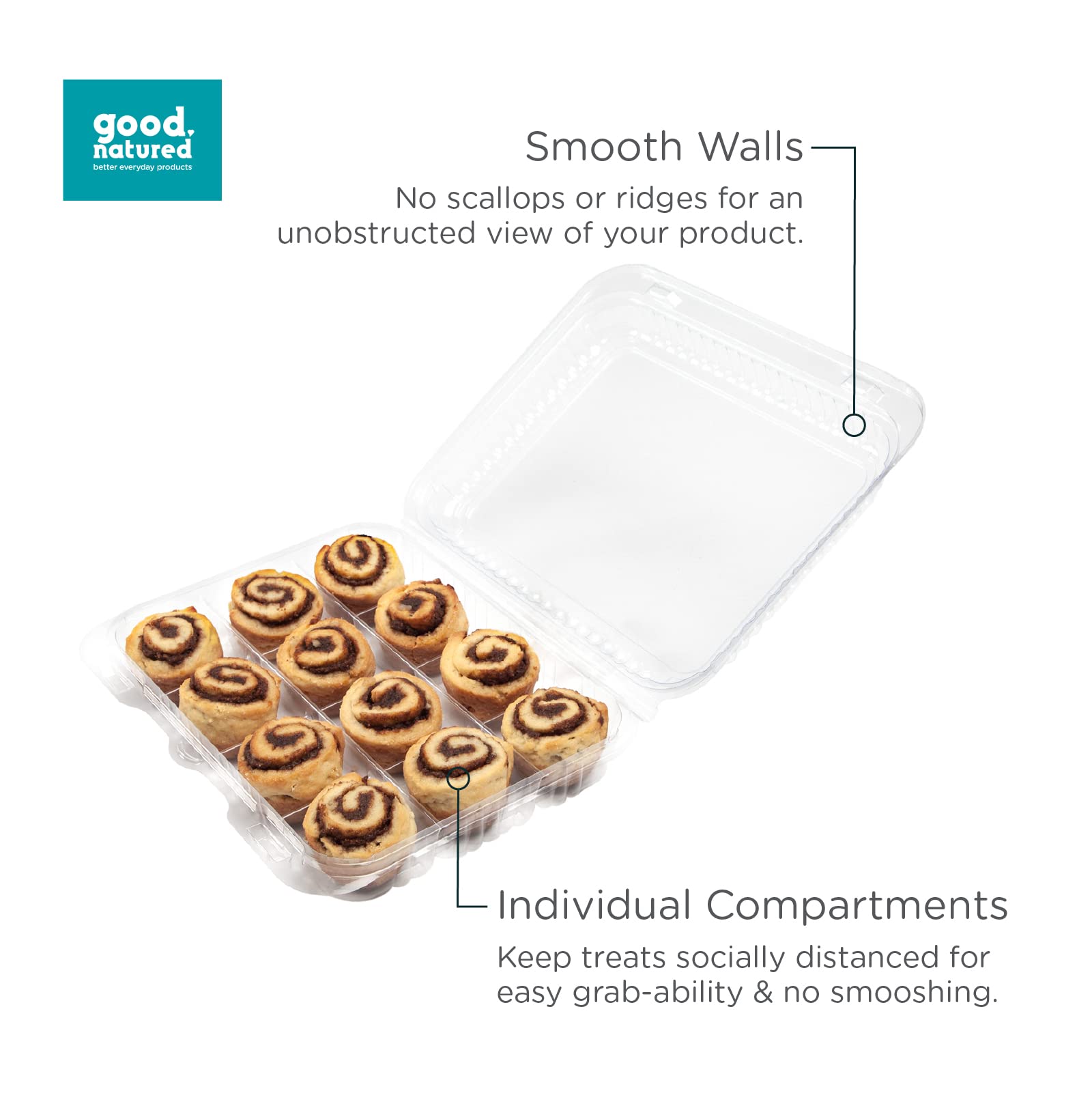 good natured Macaron Alternative Plastic Container, Pack of 250-12 Compartment Food Storage for Macaron Display, Candy & Cookie Packaging - Ideal for Parties & Events