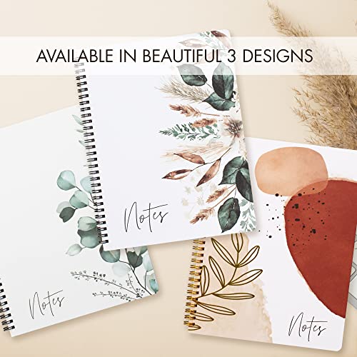 Aesthetic Spiral Notebook Journal For Women - Cute Dried Floral 10.5" x 8.5" College Ruled Notebook With Large Pockets And Lined Pages - Perfect to Stay Organized and Boost Productivity at Work or School