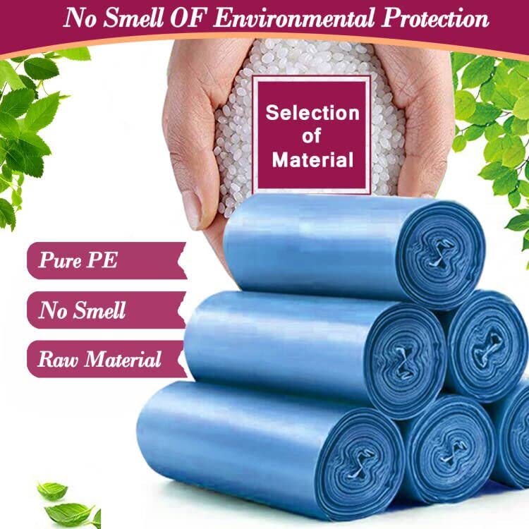 HOMMALY 4 Gallon Small Blue Trash Bags Strong Clear Garbage Bags, Bathroom Trash Can Bin Liners, Plastic Bags for Office, Waste Basket Liner(Blue)