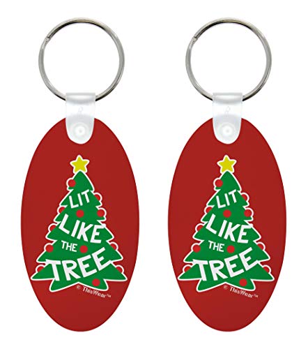 Stocking Stuffer Keychain LIT Like The Tree 2-Pack Aluminum Oval Keychain