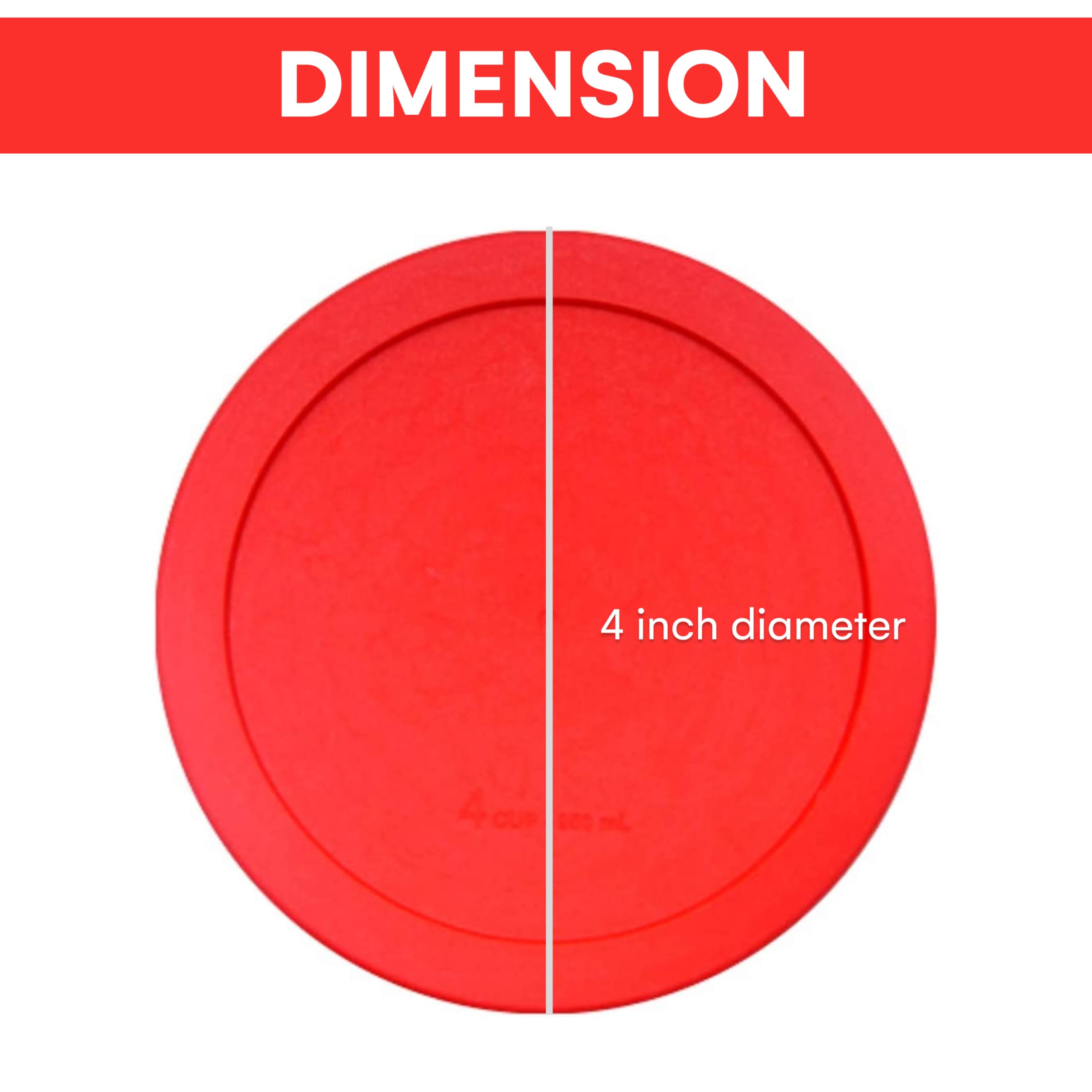 Wood Grip - Lids for Pyrex and Anchor Round Glass Containers - Lids For Pyrex Glass Containers - Replacement Lids (Red, 2 Cups, 6 Pack)