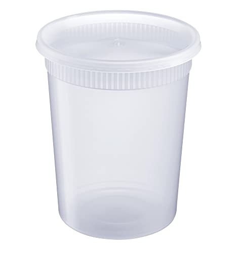 Comfy Package [Case of 120 32 oz. Plastic Deli Containers with Lids - Disposable Food Storage Containers With Airtight Lids, Ideal for Soups, Stews, and Meal Prep