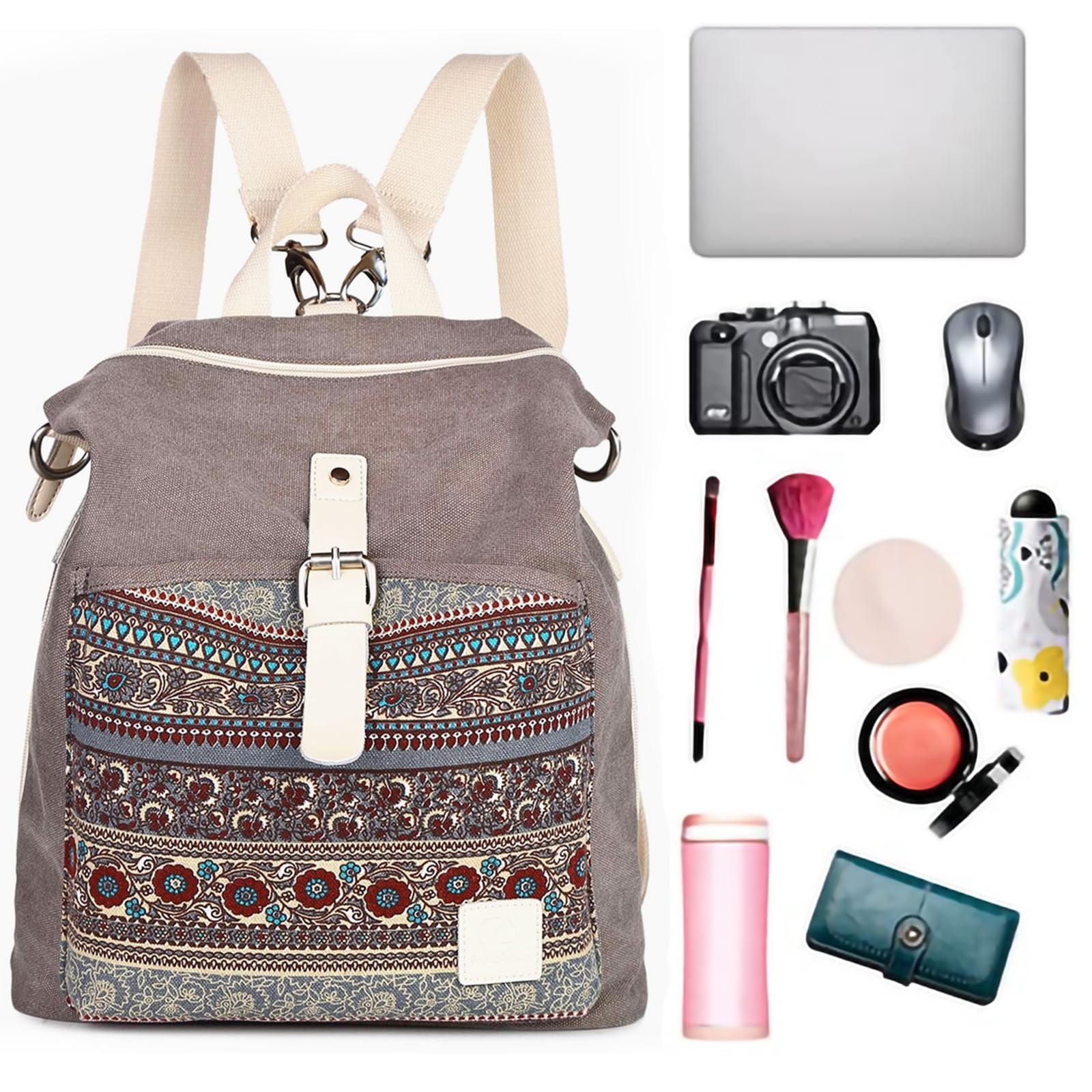 Backpack Purse Women Girls Canvas Backpack/Rucksack Convertible Shoulder bag Casual Daypack Medium