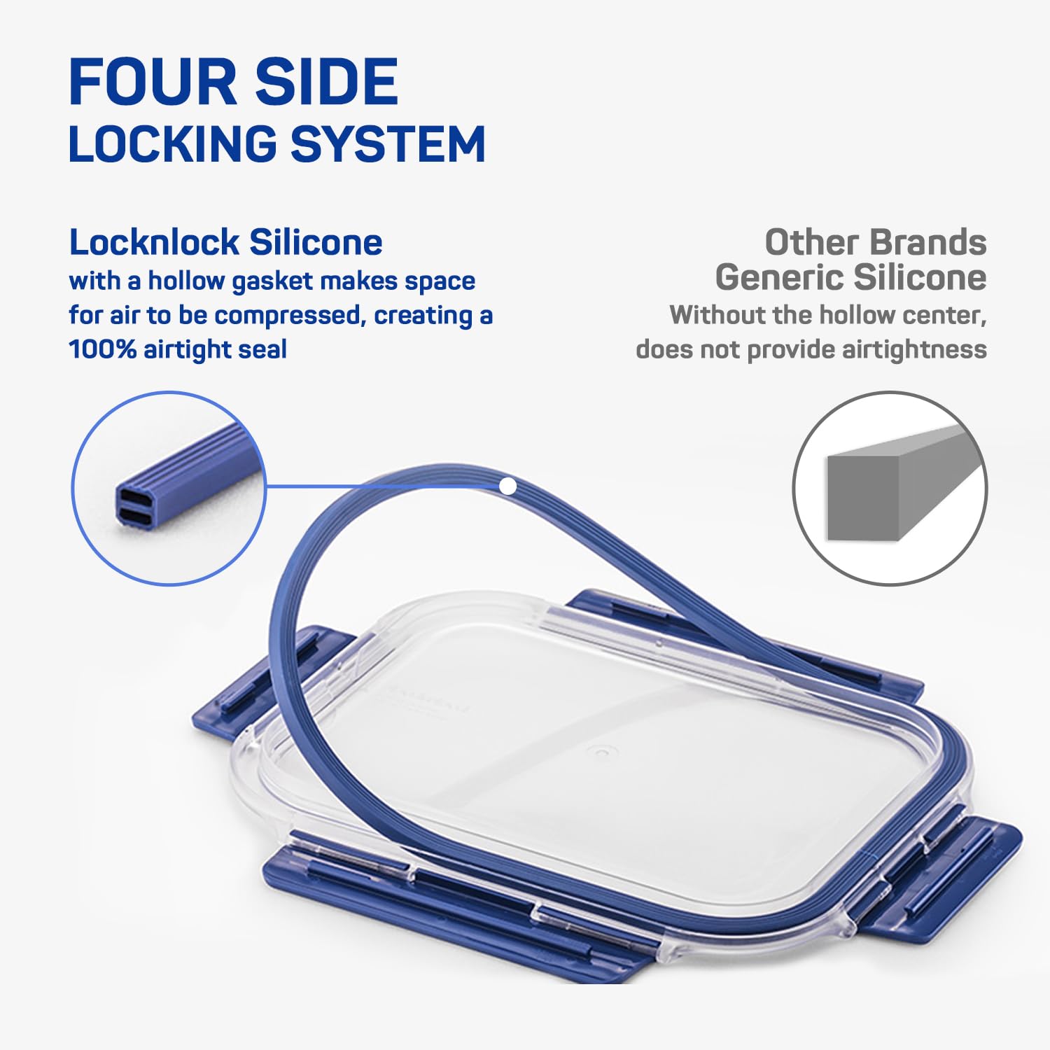 Lock & Lock Classics Tall Rectangular Plastic Airtight Kitchen Or Fridge Container Boxes Set With Leak Proof Lid 1.8 Liter, Set of 3, Transparent (HPL813F x 3)