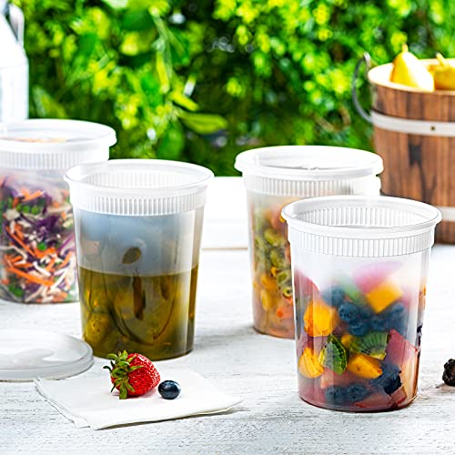 Comfy Package [Case of 120 32 oz. Plastic Deli Containers with Lids - Disposable Food Storage Containers With Airtight Lids, Ideal for Soups, Stews, and Meal Prep