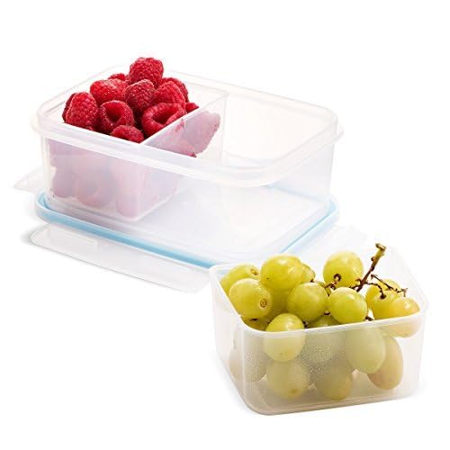 Komax Biokips Lunch Containers Set of 4 - Airtight Food Storage Containers w/ 2 Removable Compartments β BPA-Free Plastic Meal Prep Container Set - Dishwasher Safe Lunch Box Containers (30.4 oz)