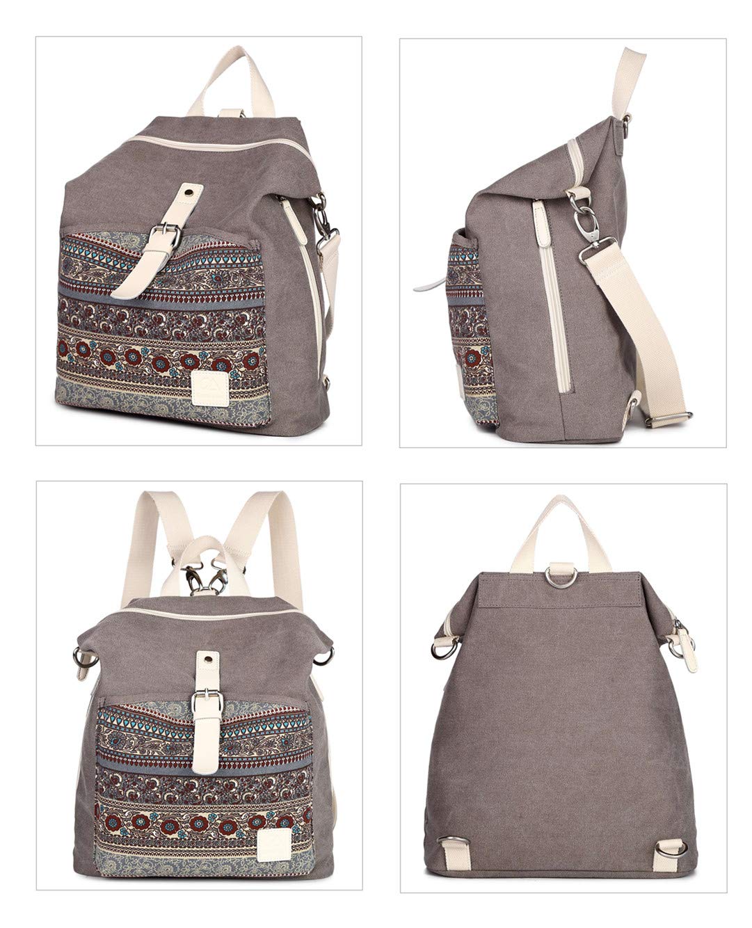 Backpack Purse Women Girls Canvas Backpack/Rucksack Convertible Shoulder bag Casual Daypack Medium