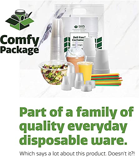 Comfy Package [Case of 120 32 oz. Plastic Deli Containers with Lids - Disposable Food Storage Containers With Airtight Lids, Ideal for Soups, Stews, and Meal Prep