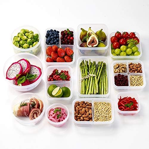 Komax Biokips Lunch Containers Set of 4 - Airtight Food Storage Containers w/ 2 Removable Compartments β BPA-Free Plastic Meal Prep Container Set - Dishwasher Safe Lunch Box Containers (30.4 oz)