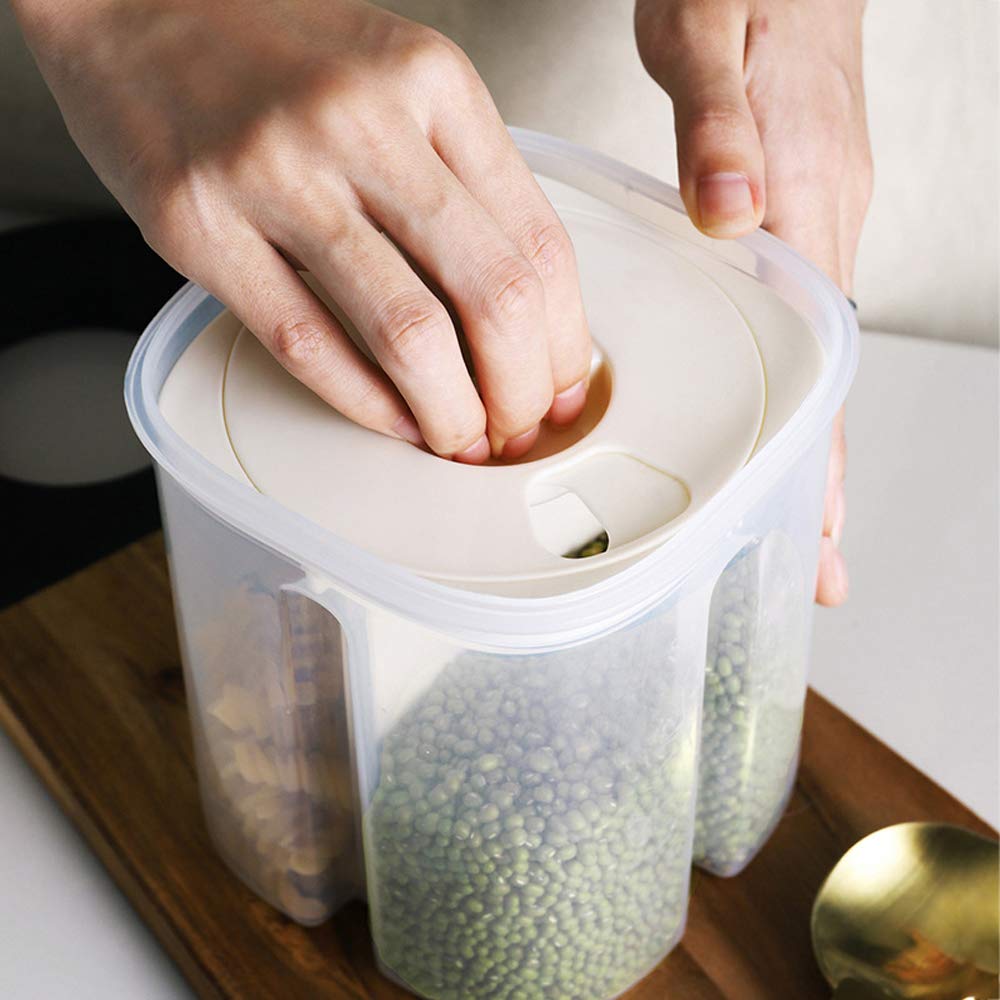 AIKENR Airtight Food Storage Containers with Lids, Cereal Dry Food Storage Container for Keeping Food Dry & Fresh, Clear Plastic Cereal Storage Box Ideal for Candy Snacks 1.9L