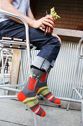 Foot Traffic Men's Novelty Socks, Funny Beverage-Themed Socks for Men, Sizes 7–12, Bloody Mary