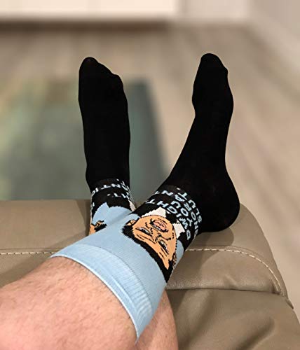 Balanced Co. Dwight You Ignorant S. Dress Socks Michael Scott Socks Funny Socks Crazy Socks Casual Socks (Black/Light Blue)