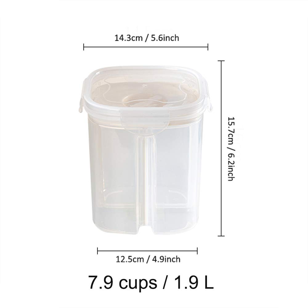 AIKENR Airtight Food Storage Containers with Lids, Cereal Dry Food Storage Container for Keeping Food Dry & Fresh, Clear Plastic Cereal Storage Box Ideal for Candy Snacks 1.9L