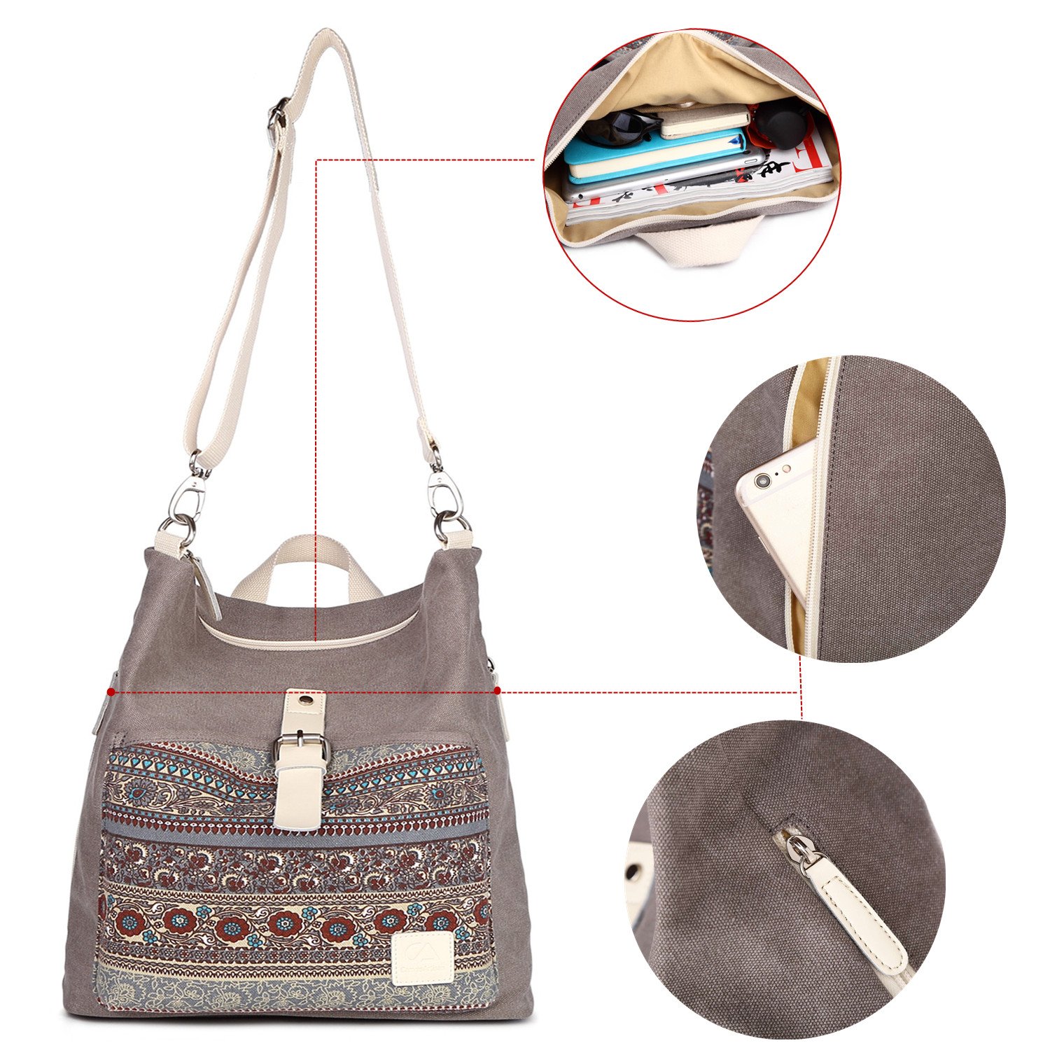 Backpack Purse Women Girls Canvas Backpack/Rucksack Convertible Shoulder bag Casual Daypack Medium