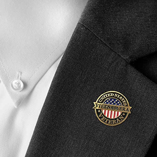 United States Vietnam Era Veteran Circle Lapel Pin with American Flag Graphic
