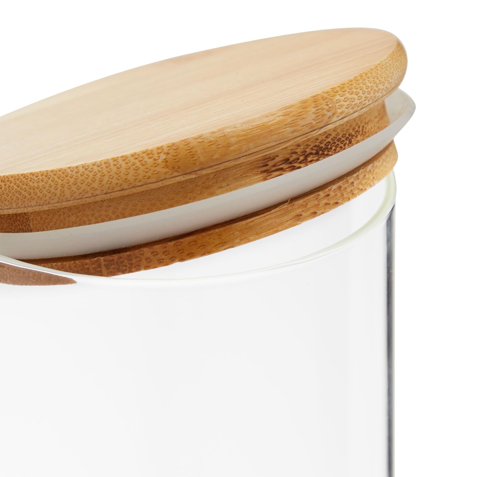 Juvale 6 Piece Set of Bamboo Storage Containers with Lids for Pasta, Cookies, Nuts, 15 oz and 24 oz Glass Jars for Kitchen Pantry (2 Sizes)