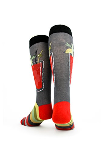 Foot Traffic Men's Novelty Socks, Funny Beverage-Themed Socks for Men, Sizes 7–12, Bloody Mary