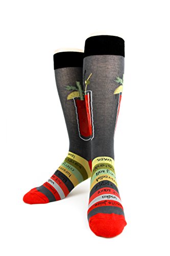 Foot Traffic Men's Novelty Socks, Funny Beverage-Themed Socks for Men, Sizes 7–12, Bloody Mary