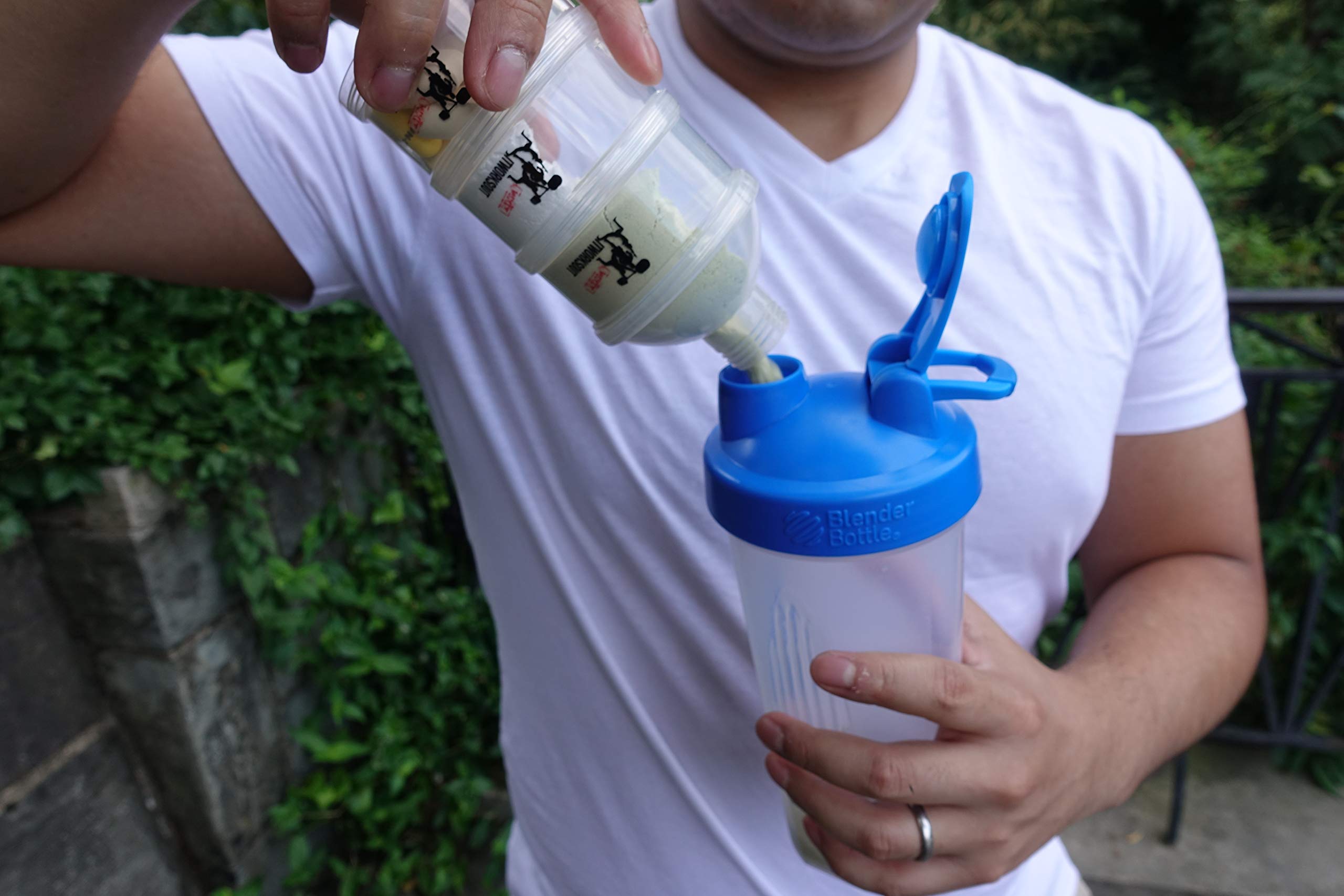 ITWORKSOUT Supplement Powder Dispenser,Protein Powder dispenser,Vitamins container,Travel friendly,Multi-Purpose,supplement Storage Container,BPA Free,3 Compartments,Transparent,funnel dispenser