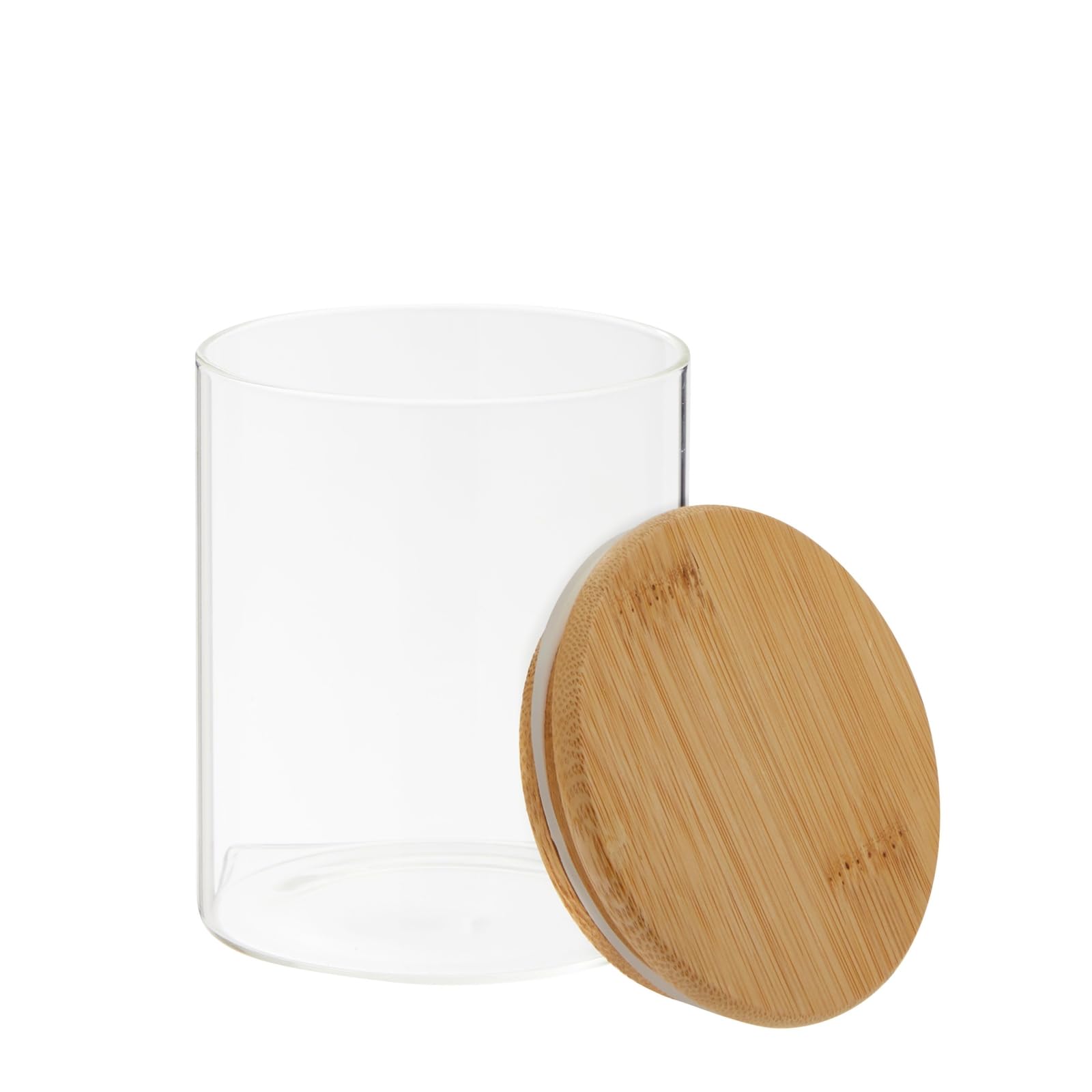 Juvale 6 Piece Set of Bamboo Storage Containers with Lids for Pasta, Cookies, Nuts, 15 oz and 24 oz Glass Jars for Kitchen Pantry (2 Sizes)