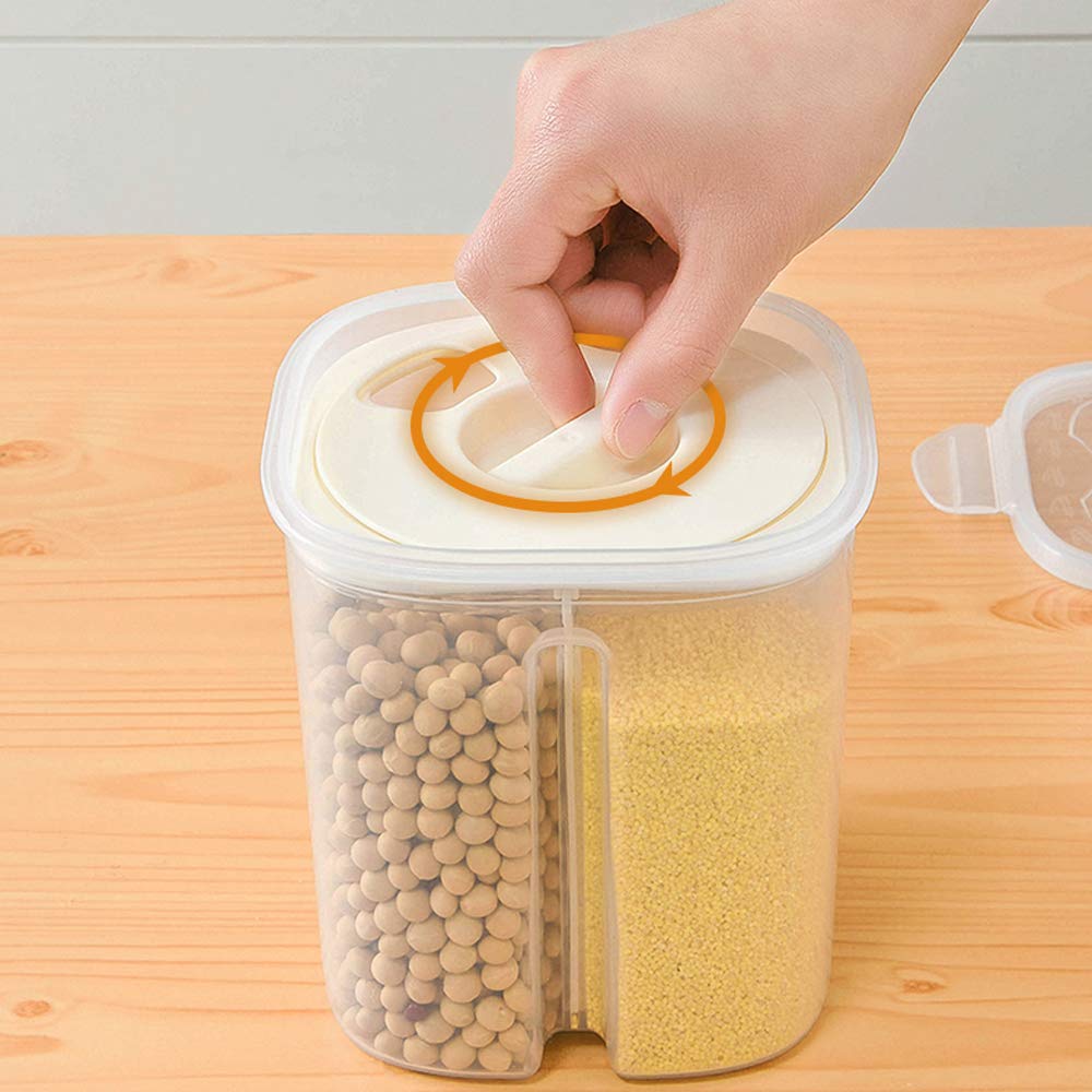 AIKENR Airtight Food Storage Containers with Lids, Cereal Dry Food Storage Container for Keeping Food Dry & Fresh, Clear Plastic Cereal Storage Box Ideal for Candy Snacks 1.9L