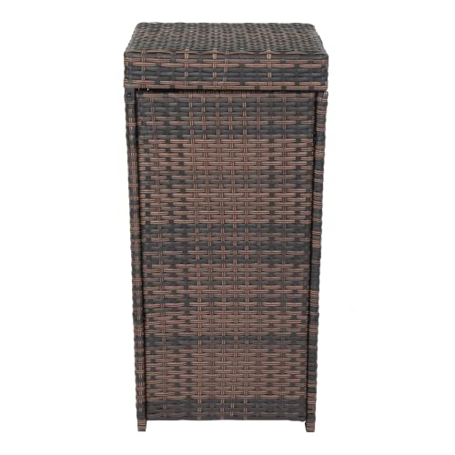 KECKS Brown Gradient with Top Cover Iron Frame Rattan Trash Can
