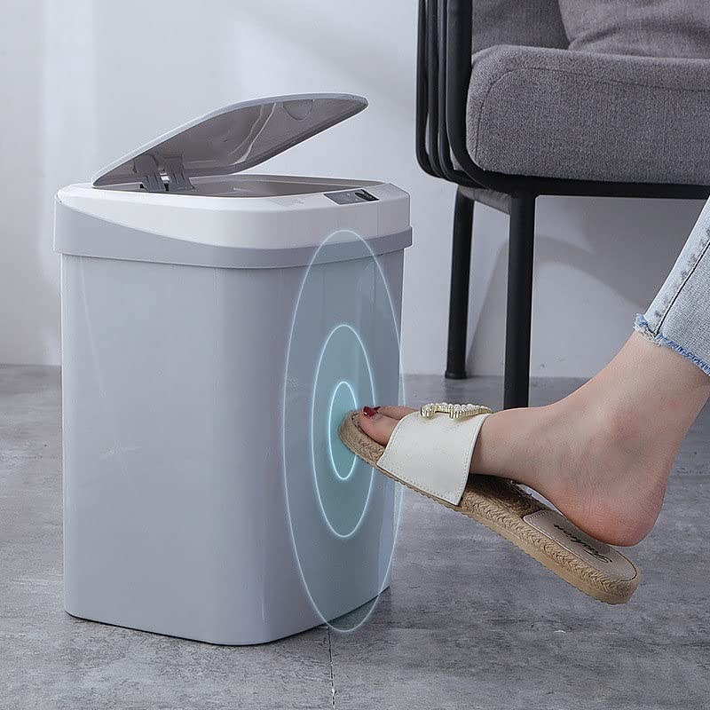 ZHUHW Home Smart Induction Trash Can 16L Automatic Electric Sensor Waste Bins Kick Barrel Garbage Bins Trash (Color : Gray, Size : 22x26.5x33cm)