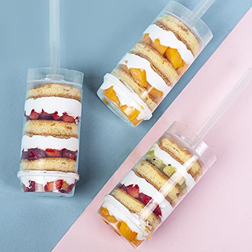 26 Pack Round Shape Clear Push-Up Cake Pop Shooter (Push Pops) Plastic Containers with Lids