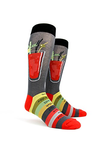 Foot Traffic Men's Novelty Socks, Funny Beverage-Themed Socks for Men, Sizes 7–12, Bloody Mary