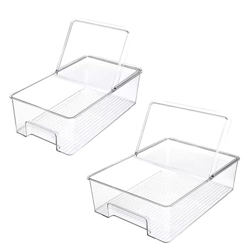 Freezer Containers Food Storage Containers Fridge Containers Plastic Organization Storage Bin for Fridge, Freezer, Pantry, Kitchen- Organizer for Fruit, Yogurt, Snacks, Pasta, set of 2