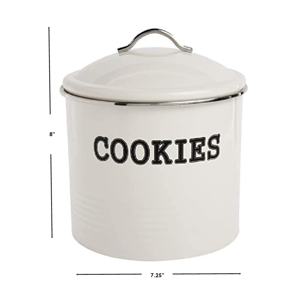 Home Basics Large Cookie Jar (Ivory) Cookie Jars For Kitchen Counter | Cute Cookie Jar With Lid