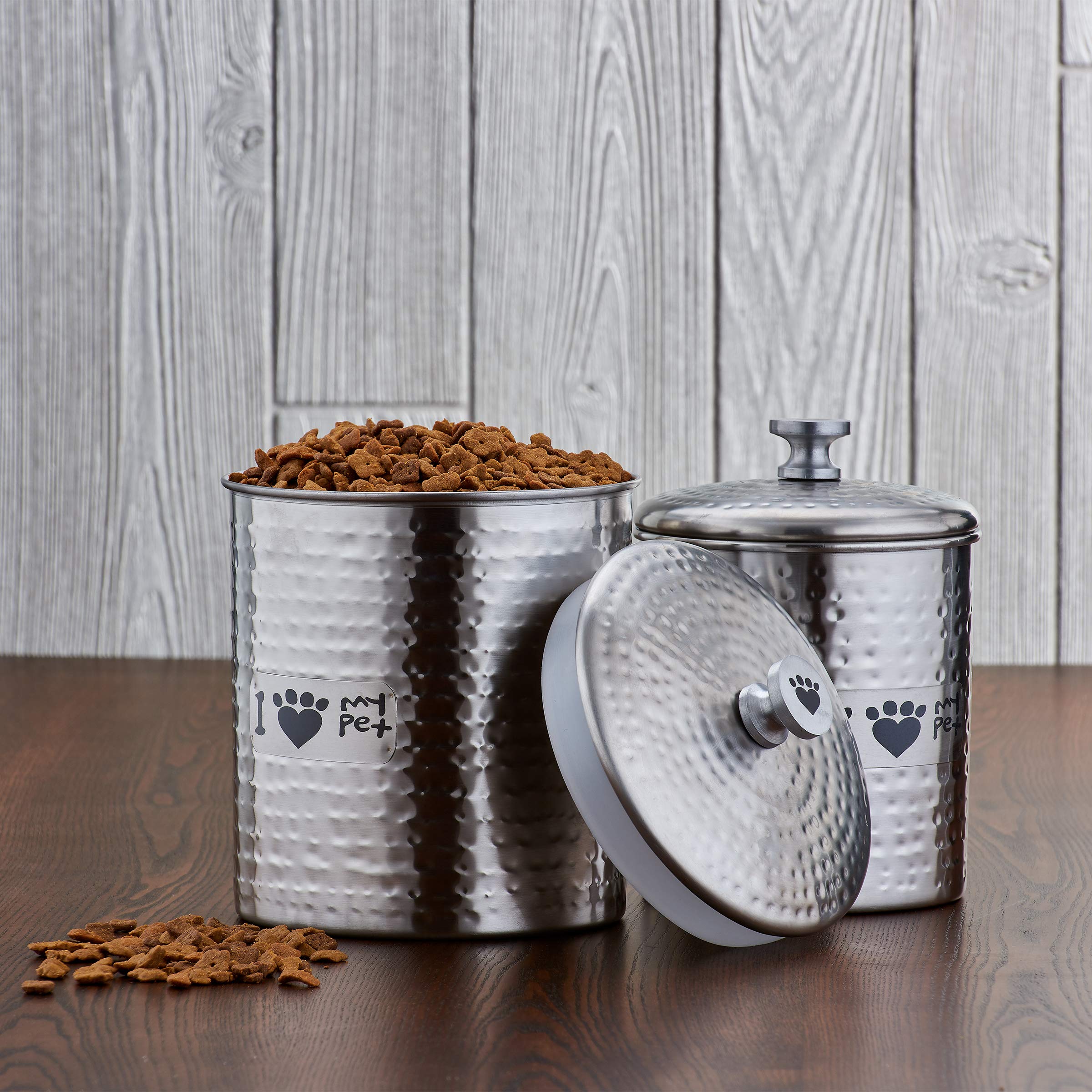 2 Pc. Satin Nickel "Cat Paw" Pet Canister Set 3¾ Qt. & 2¼ Qt. (1444SN)