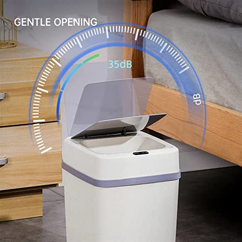 Trash Can 12L Smart Induction Square Electronic Automatic Trash Can Kitchen Bathroom Paper Basket Living Room Household Storage Bucket Trash Can Wastebasket