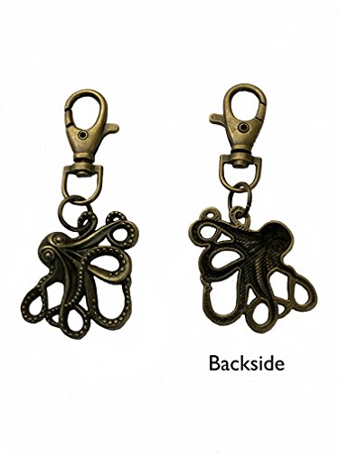 QiChi Bronze Color Octopus Keychain Steampunk swivel clasp