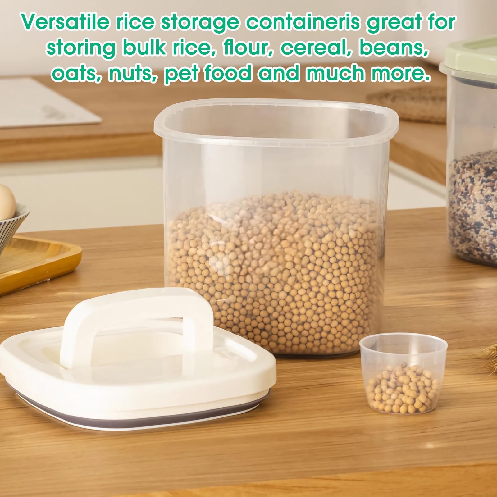 TBMax Large Food Storage Containers with Airtight Lid | Rice Storage Container 10 lbs / 5Kg | Plastic Food Storage Bin for Kitchen Pantry Organization and Storage Container