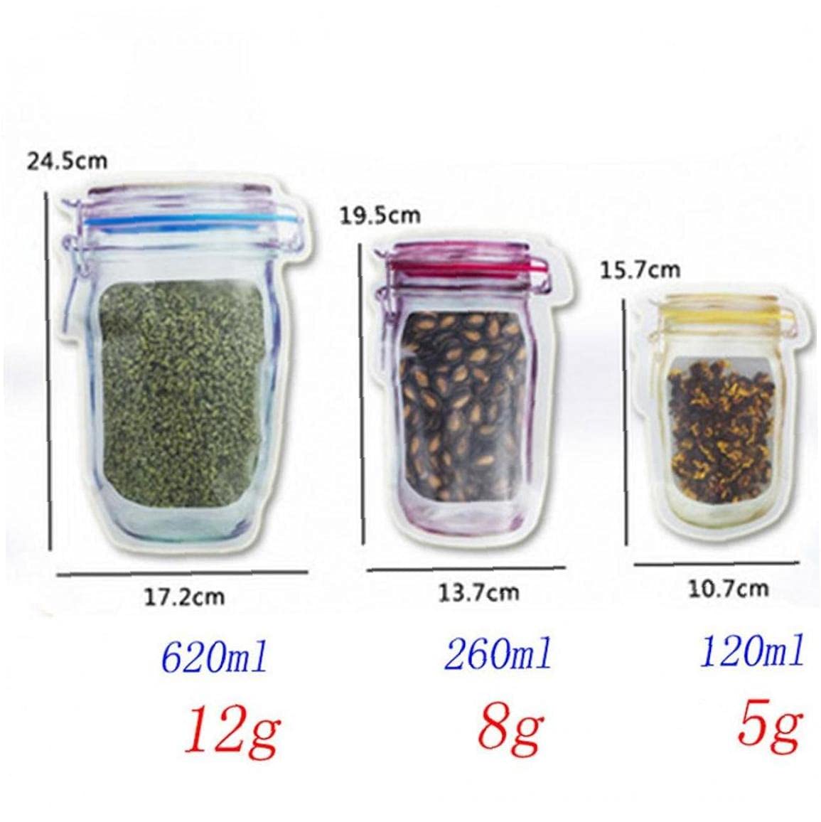 10pc Food Storage Containers Reusable Silicone Food Bags Jar-Shaped Bag Lunch Snacks Fruit Bag for Picnic Travel