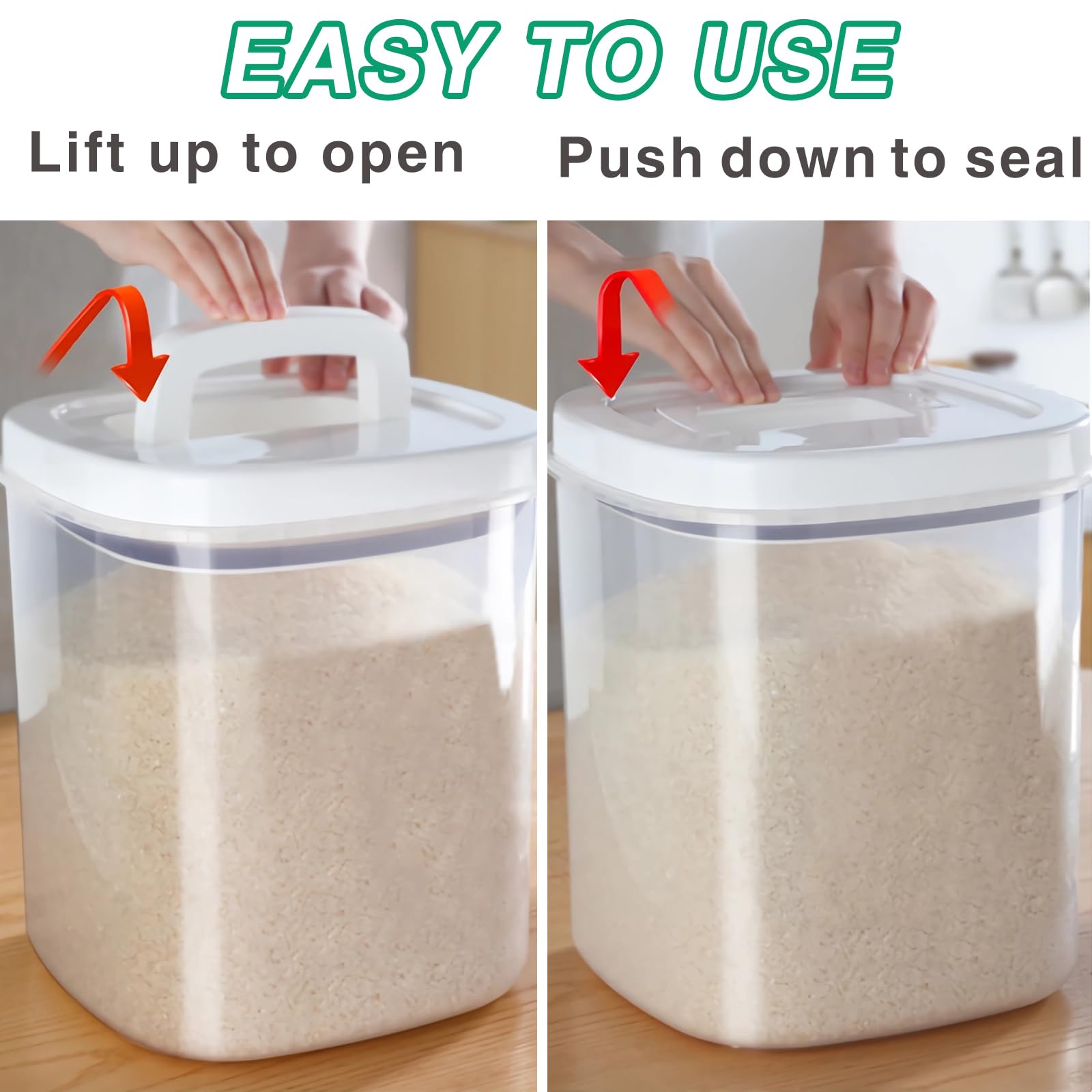 TBMax Large Food Storage Containers with Airtight Lid | Rice Storage Container 10 lbs / 5Kg | Plastic Food Storage Bin for Kitchen Pantry Organization and Storage Container