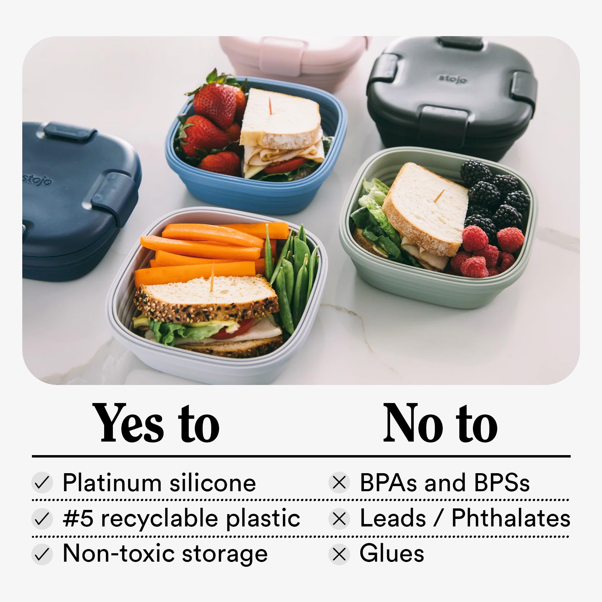 STOJO Collapsible Sandwich Box – 24oz, Reusable Food Storage Container, Silicone Bowl for Hot/Cold Food – Meal Prep, Lunch, Camping, Hiking – Dishwasher Safe (Set of 1, Carnation)