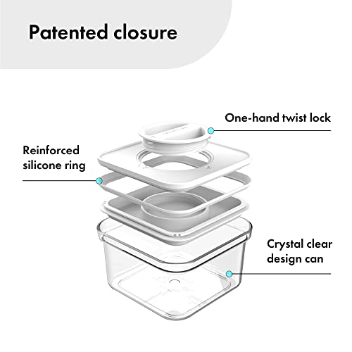 Neoflam Smart Seal 6pc Patent Airtight Kitchen Pantry Canister/Organizer Clear Plastic Container & Simple Twist Lids, 100% Leak Proof, Dishwasher Safe, BPA Free, Dry Food Storage Set, White