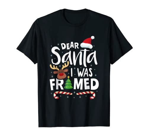 Dear Santa I Was Framed Christmas Stocking Stuffer T-Shirt