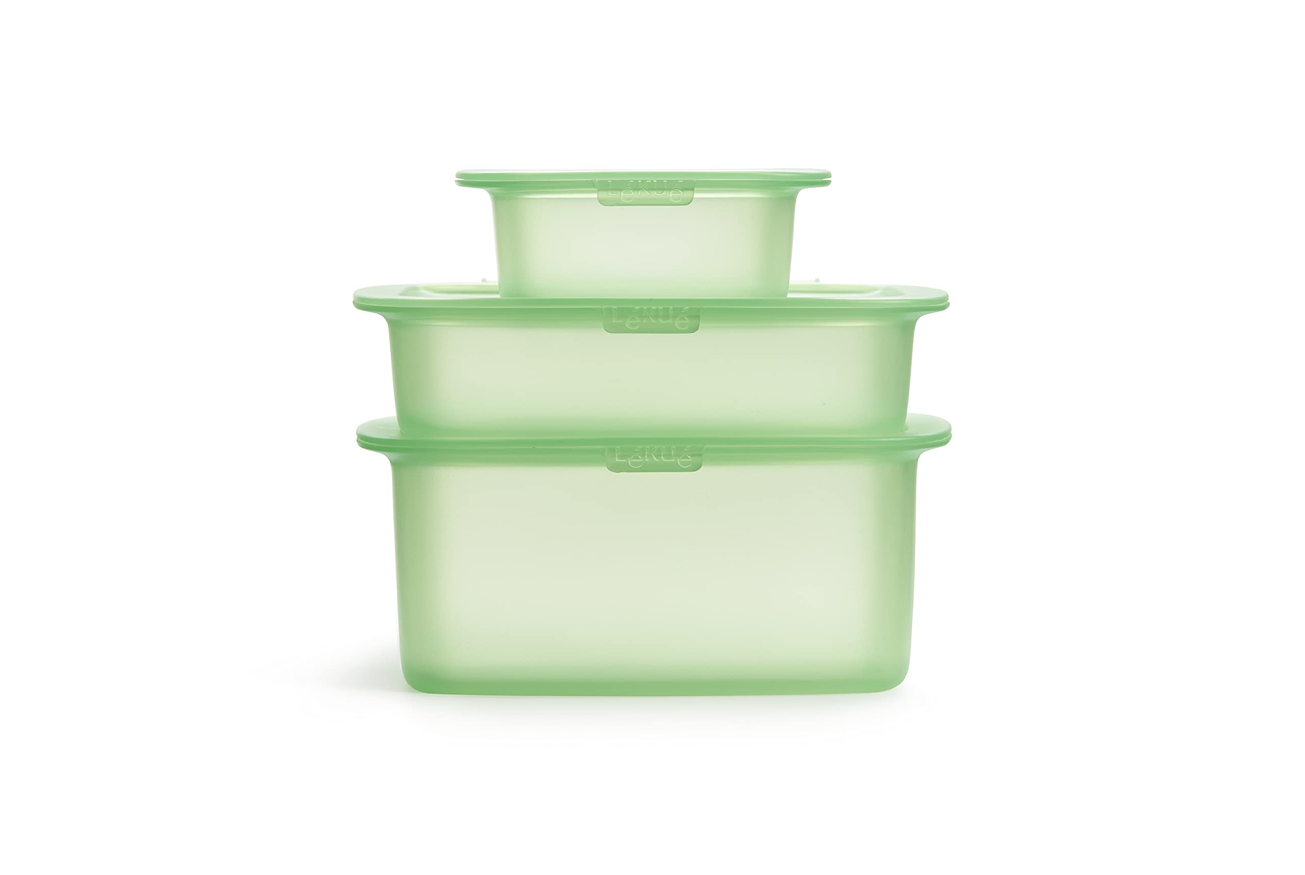 Lxe9kuxe9 Lekue Reusable Silicone Food Storage Box Container set of 3. Set includes: 0.2L, 0.5L, 1.0L