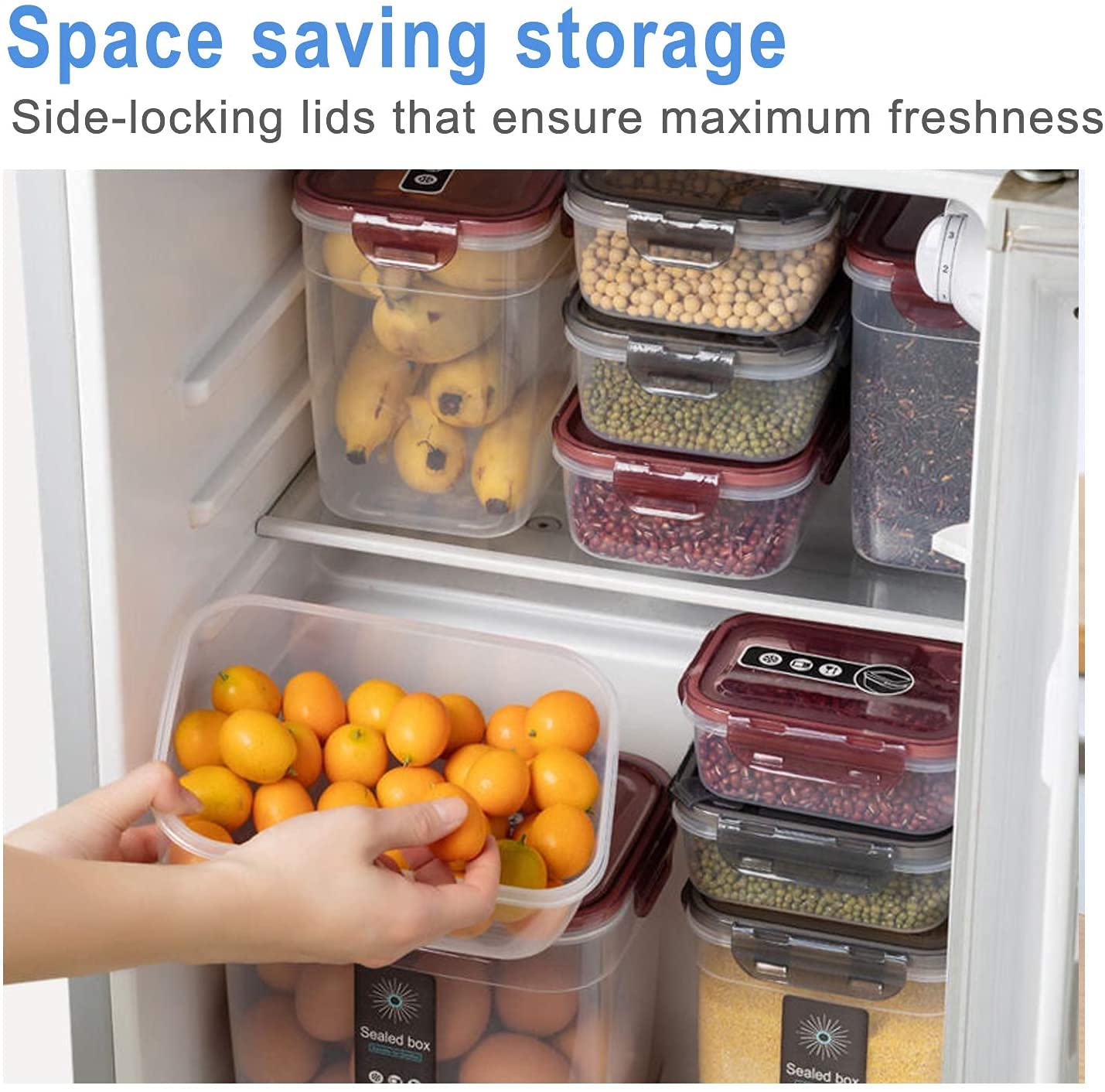 TINGFENG Cereal Containers Storage Set Airtight Food Storage Containers With Lids Flour And Sugar Containers(6 Pack) (Transparent)