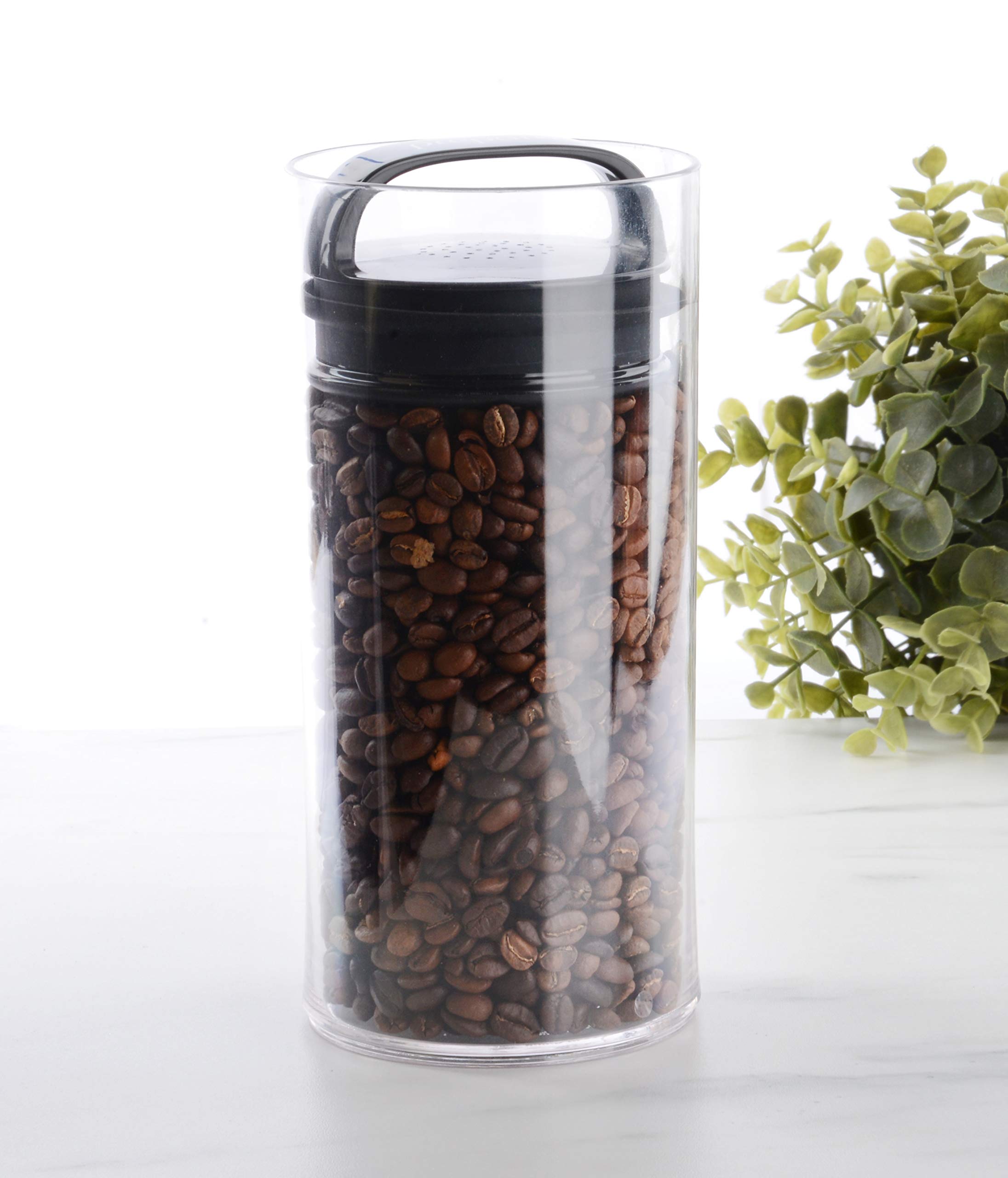Prepara Evak Fresh Saver, Small-Tall Airless Canister with Black handle, 1.05 Quart, Clear