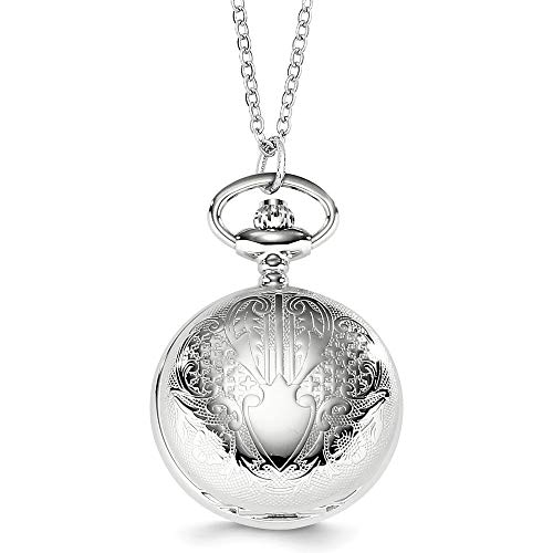 Sonia Jewels Charles Hubert Chrome-Finish Flower Floral Design Pendant Watch 28"