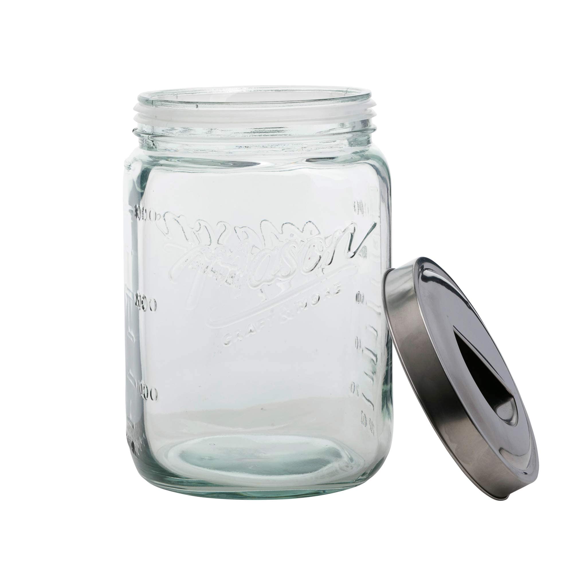 Mason Craft & More Airtight Kitchen Food Storage Clear Glass Pop Up Lid Canister, Large 3.6 Liter Pop Up Canister
